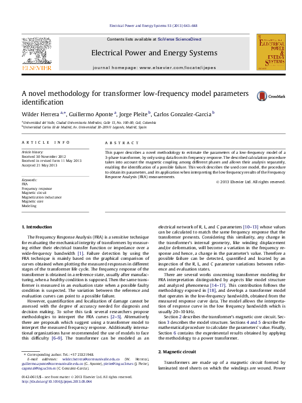 (PDF) A novel methodology for transformer low-frequency model parameters identification