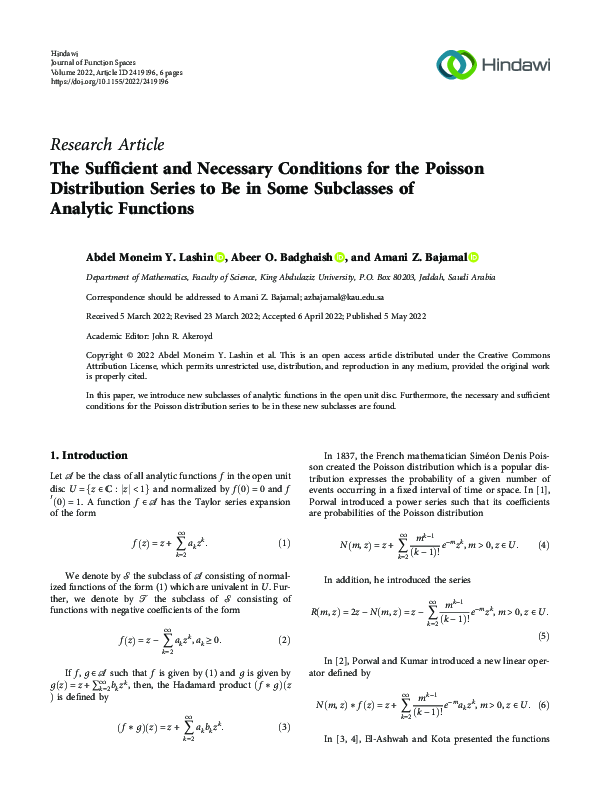 Pdf The Sufficient And Necessary Conditions For The Poisson Distribution Series To Be In Some