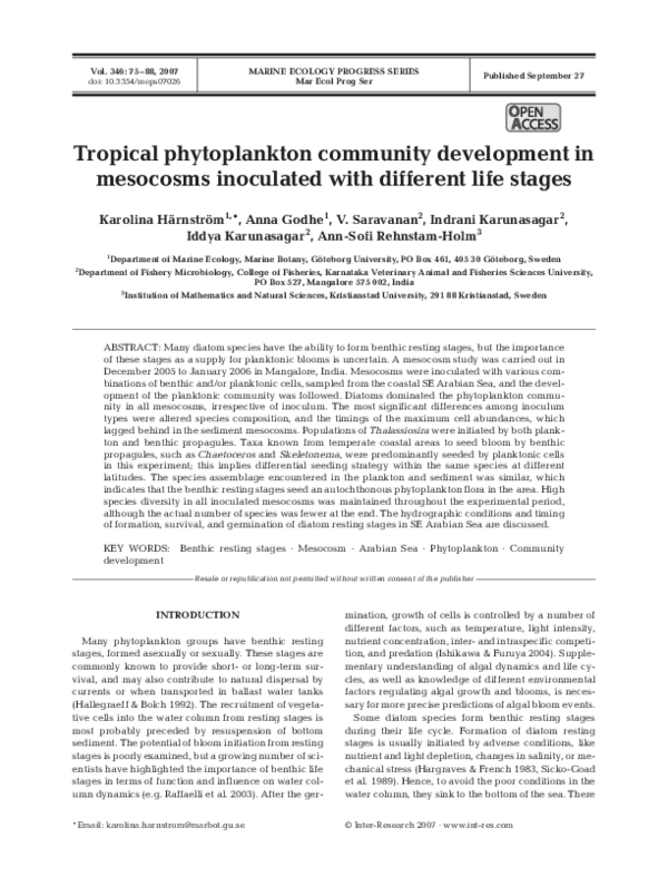 (PDF) Tropical phytoplankton community development in mesocosms ...