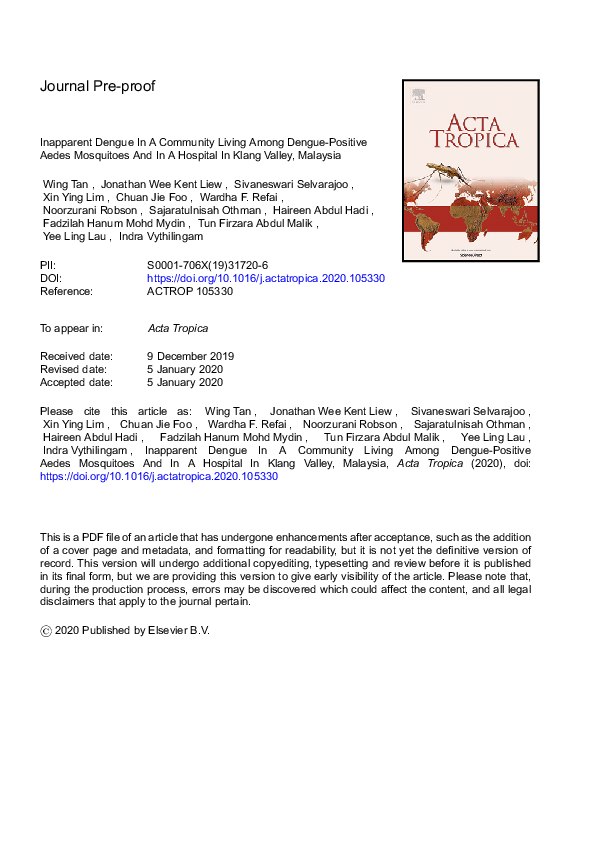 (PDF) Inapparent dengue in a community living among dengue-positive ...
