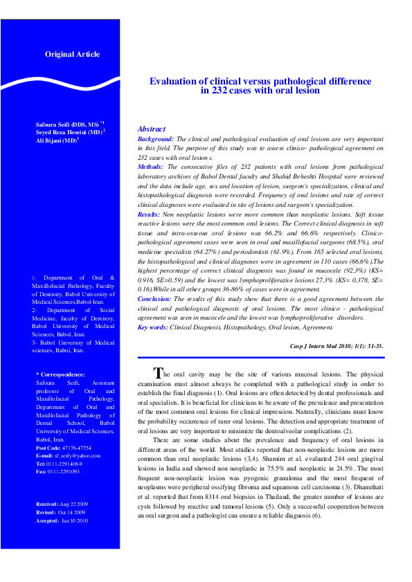 (PDF) Evaluation of clinical versus pathological difference in 232 ...