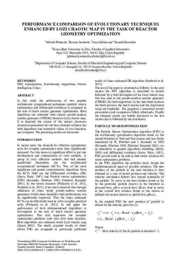 (PDF) Performance Comparison Of Evolutionary Techniques Enhanced By Lozi Chaotic Map In The Task ...