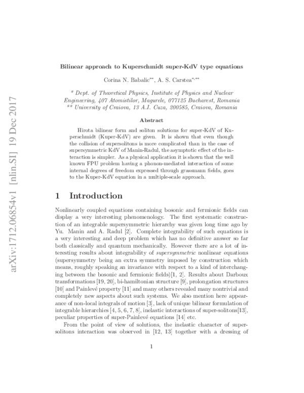 (PDF) Bilinear approach to Kuperschmidt super-KdV type equations