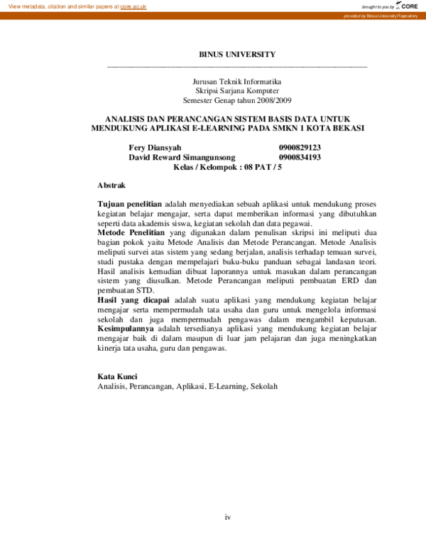 (PDF) Analisis Dan Perancangan Sistem Basis Data Untuk Mendukung Aplikasi E-Learning Pada SMKN 1 ...