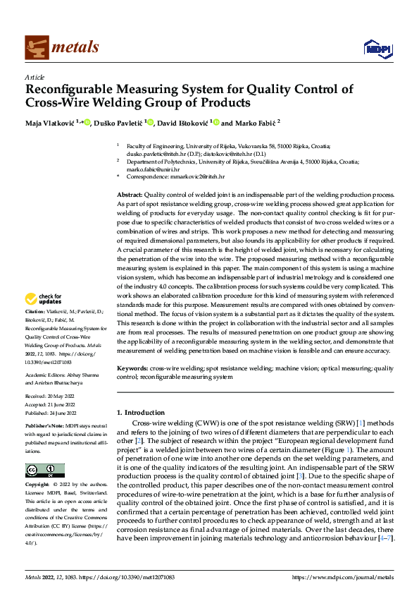 (PDF) Reconfigurable Measuring System for Quality Control of Cross-Wire ...