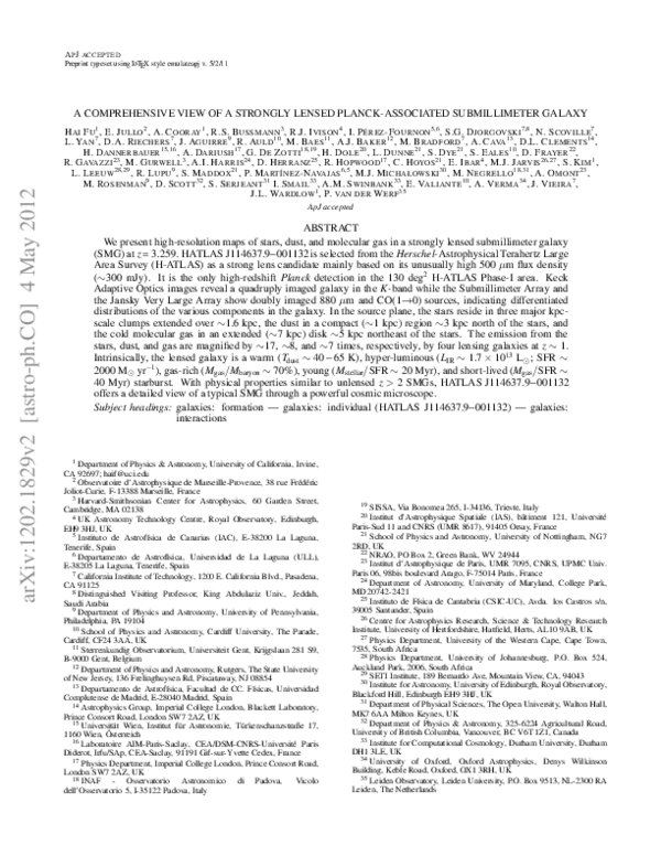 (PDF) A Comprehensive View of a Strongly Lensedplanck-Associated ...
