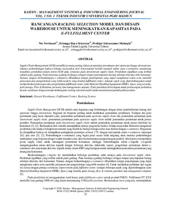 (PDF) Rancangan Racking Selection Model dan Desain Warehouse untuk ...