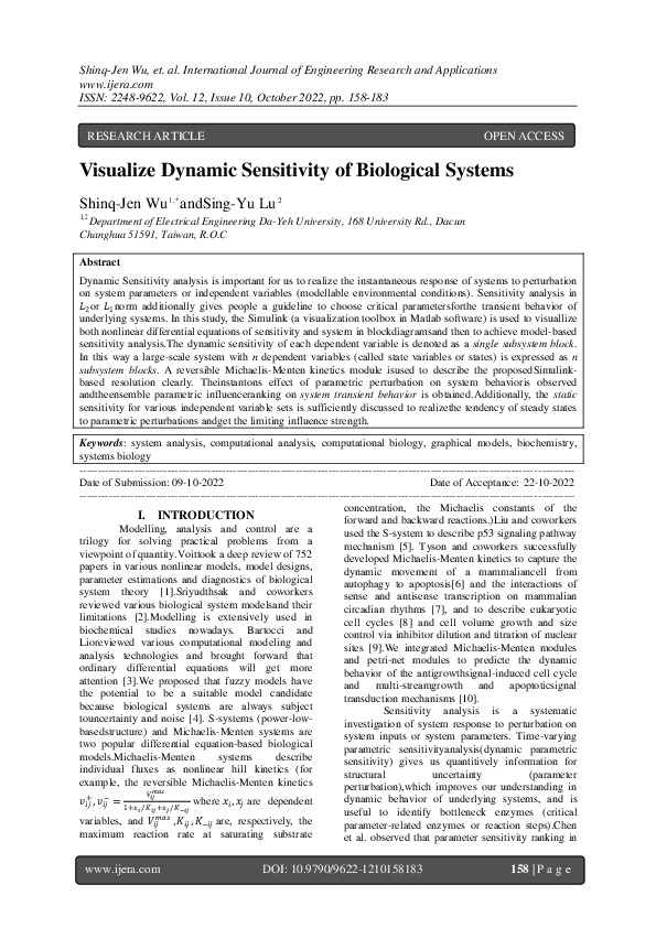 (PDF) Visualize Dynamic Sensitivity of Biological Systems