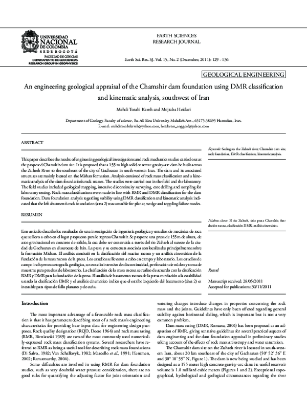 (PDF) An engineering geological appraisal of the Chamshir dam ...