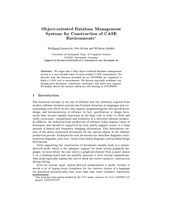 Pdf Object Oriented Database Management Systems For Construction Of