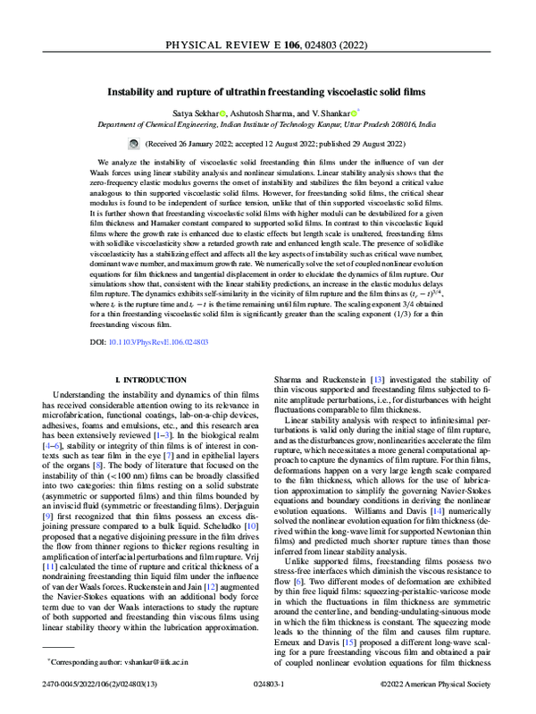 (PDF) Instability and rupture of ultrathin freestanding viscoelastic solid films