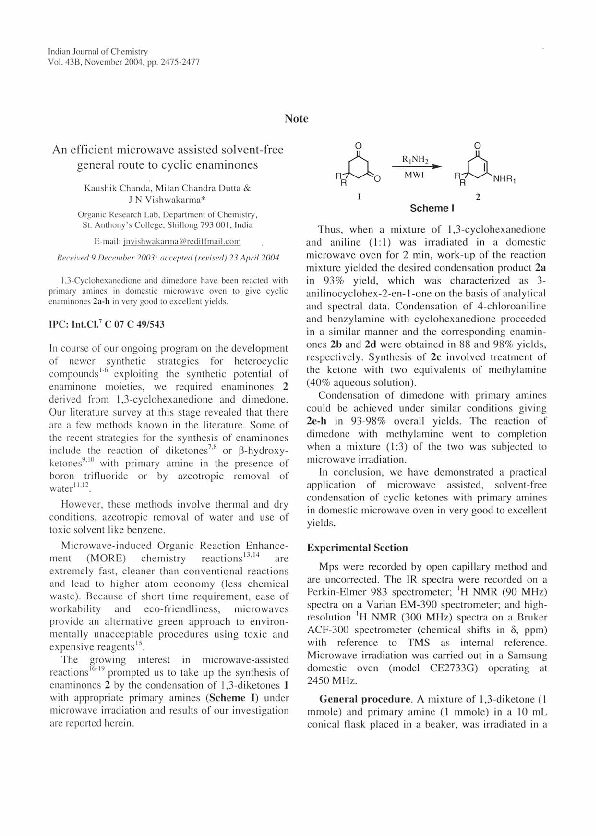 (PDF) Microwave-Assisted Synthesis of Enaminones