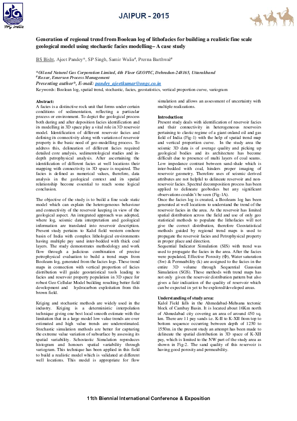 Pdf Generation Of Regional Trend From Boolean Log Of Lithofacies For