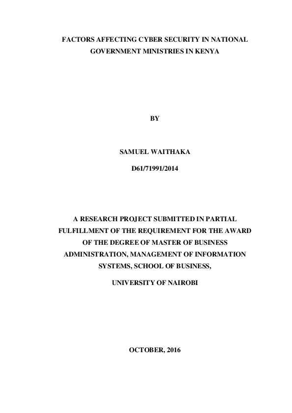 (PDF) Factors Affecting Cyber Security In National Government Ministries In Kenya
