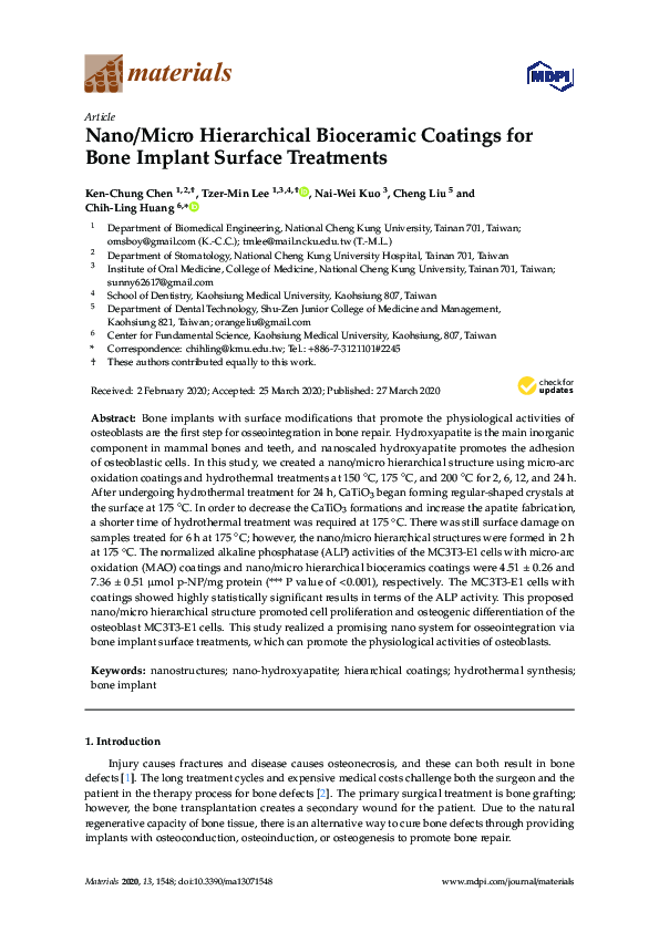 (PDF) Nano/Micro Hierarchical Bioceramic Coatings for Bone Implant ...