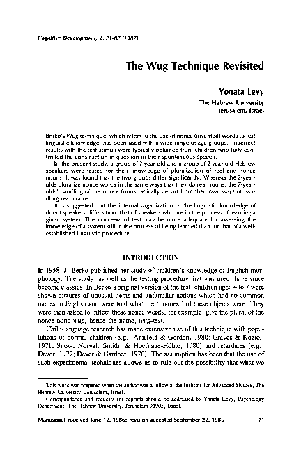 (PDF) The Wug technique revisited