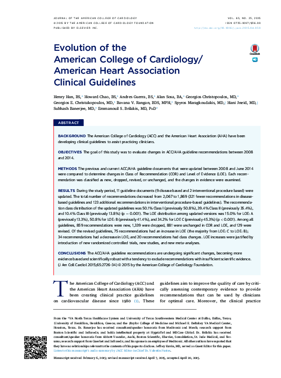 (PDF) Evolution of the American College of Cardiology/American Heart ...