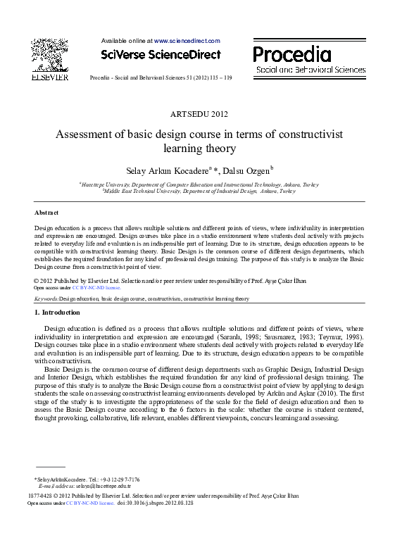 (PDF) Assessment of Basic Design Course in Terms of Constructivist Learning Theory