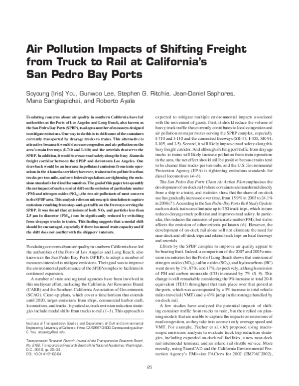 (PDF) Air Pollution Impacts of Shifting Freight from Truck to Rail at ...