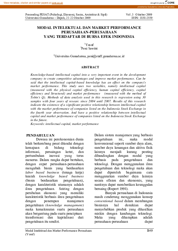 (PDF) Modal Intelektual Dan Market Performanceperusahaan-Perusahaan ...