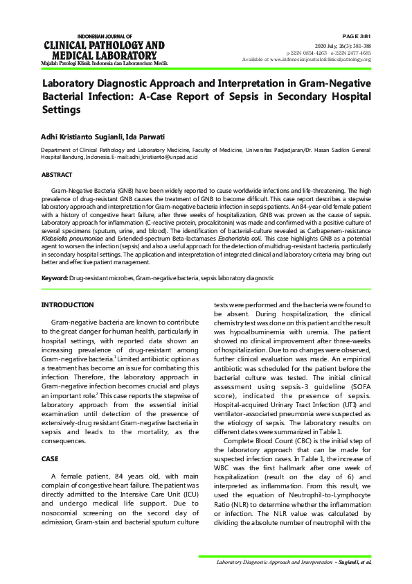 (PDF) Laboratory Diagnostic Approach and Interpretation in Gram ...