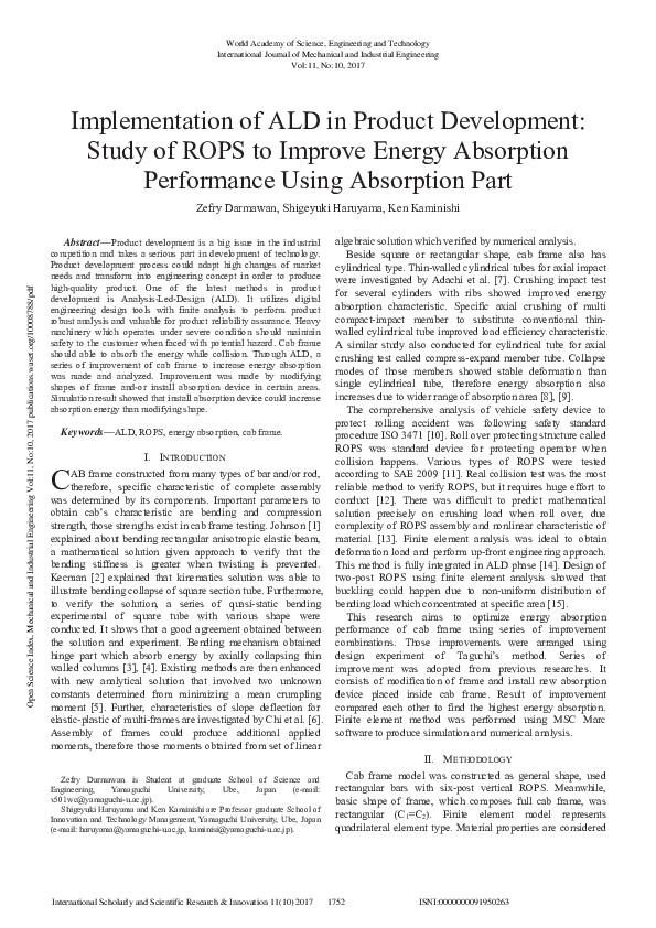 (PDF) Implementation Of Ald In Product Development: Study Of Rops To Improve Energy Absorption ...