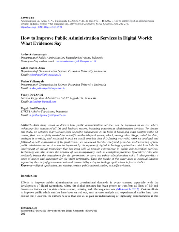 (PDF) How to improve public administration services in digital world