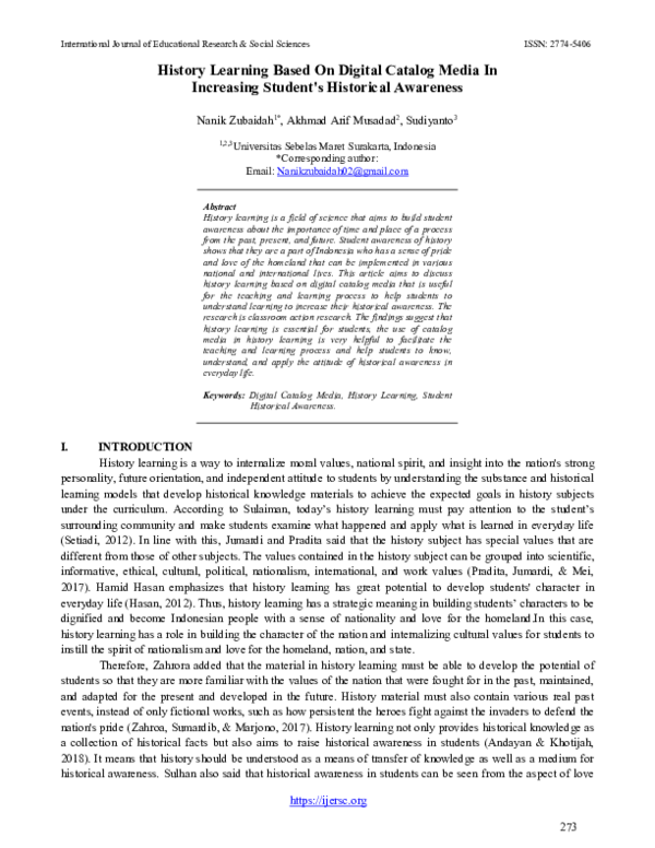 (PDF) History Learning Based On Digital Catalog Media In Increasing ...