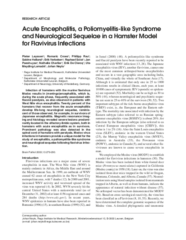 (PDF) Acute Encephalitis, a Poliomyelitis-like Syndrome and ...