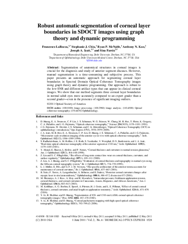 (PDF) Robust automatic segmentation of corneal layer boundaries in SDOCT images using graph ...