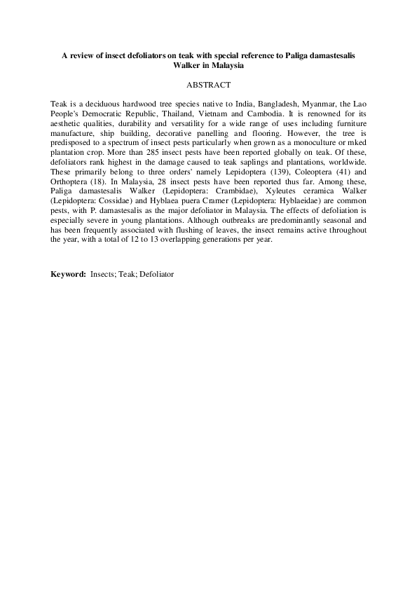 (PDF) A review of insect defoliators on teak with special reference to ...