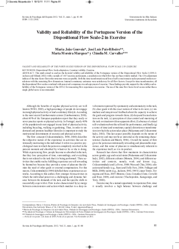 (PDF) Validad y fiabilidad de la versión portuguesa de la Escala de ...