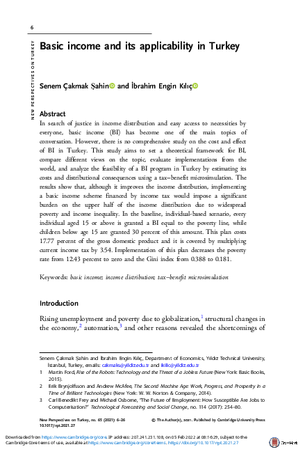 (PDF) Basic income and its applicability in Turkey