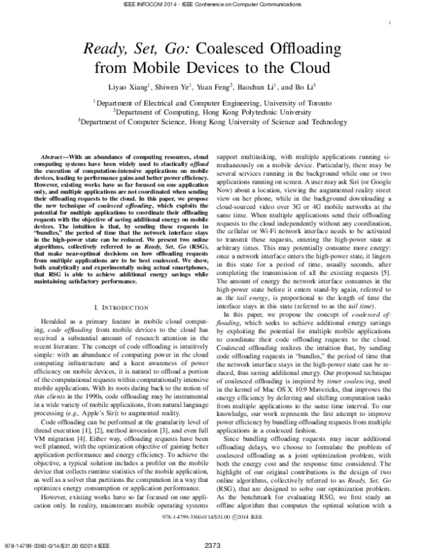 (PDF) Ready, Set, Go: Coalesced offloading from mobile devices to the cloud