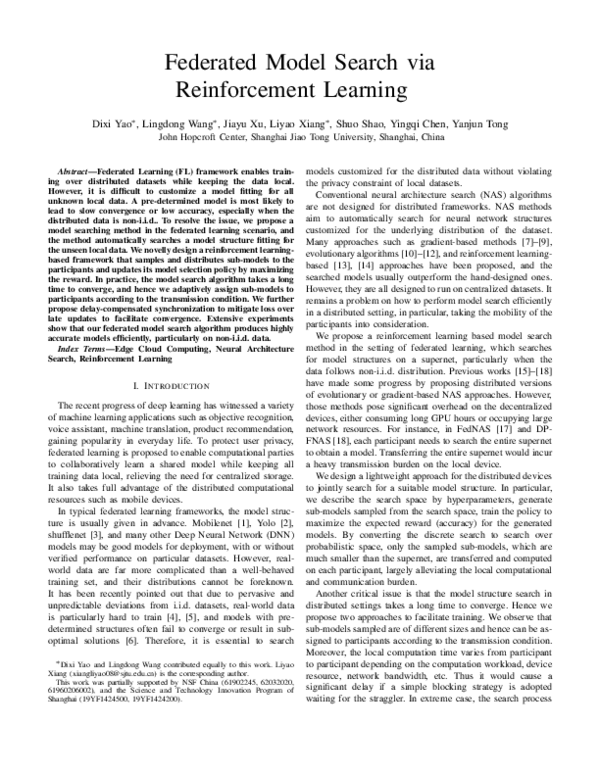 (PDF) Federated Model Search via Reinforcement Learning (PDF) Federated Model Search via Reinforcement Learning