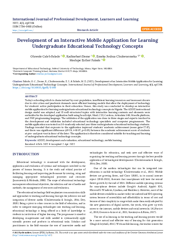 (PDF) Development of an Interactive Mobile Application for Learning ...