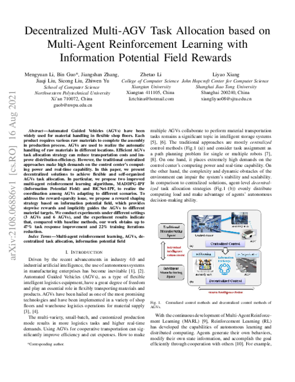 (PDF) Decentralized Multi-AGV Task Allocation based on Multi-Agent ...