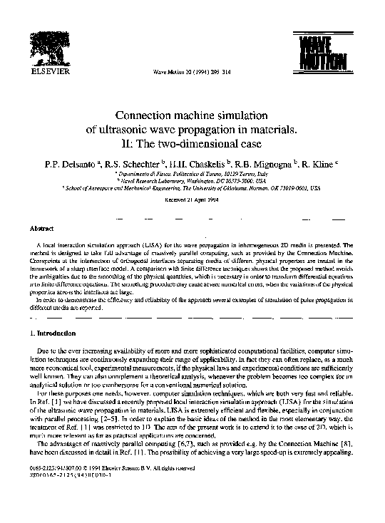 Pdf Connection Machine Simulation Of Ultrasonic Wave Propagation In Materials Ii The Two