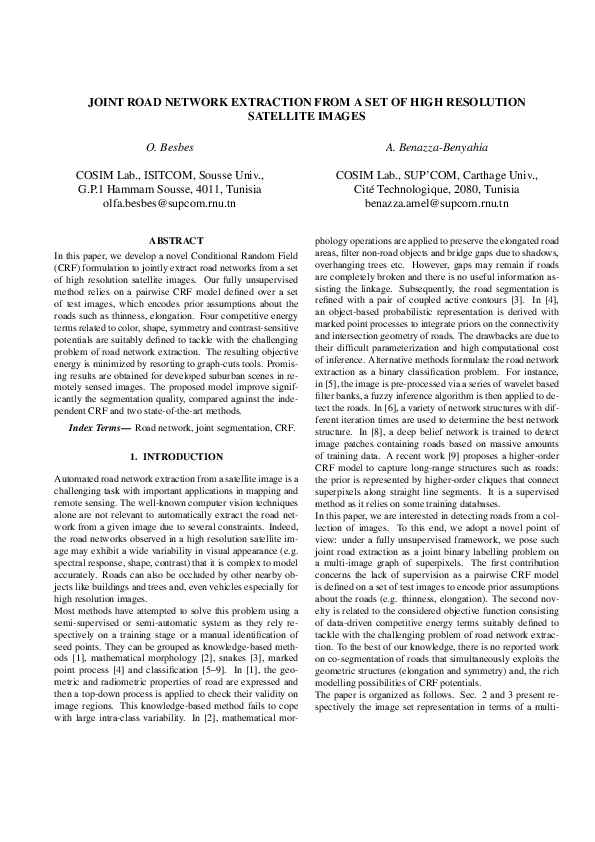 (PDF) Joint Road Network Extraction From A Set Of High Resolution ...