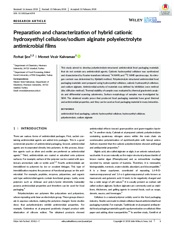 (PDF) Preparation and characterization of hybrid cationic hydroxyethyl cellulose/sodium alginate ...