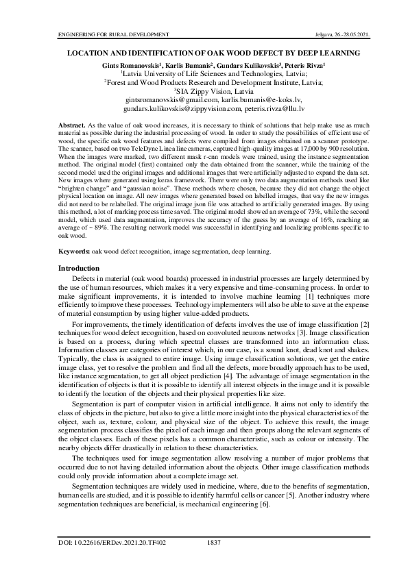 Pdf Location And Identification Of Oak Wood Defect By Deep Learning