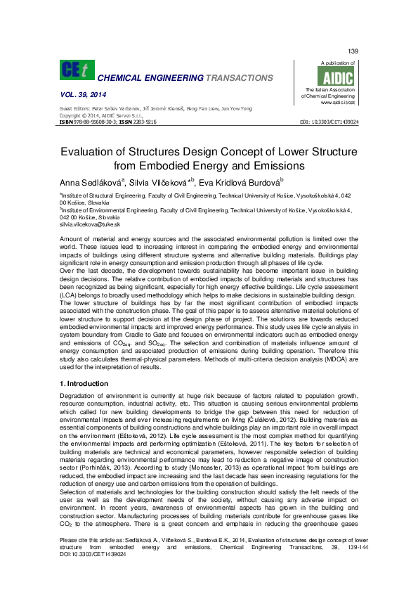 (PDF) Evaluation of Structures Design Concept of Lower Structure from Embodied Energy and Emissions