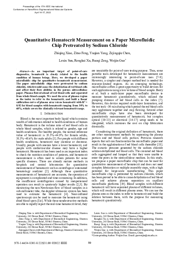(PDF) Sodium Chloride-Enhanced Hematocrit Measurement