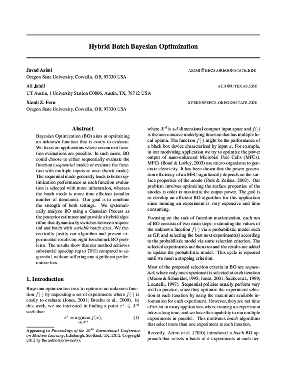 (PDF) Hybrid Batch Bayesian Optimization (PDF) Hybrid Batch Bayesian Optimization