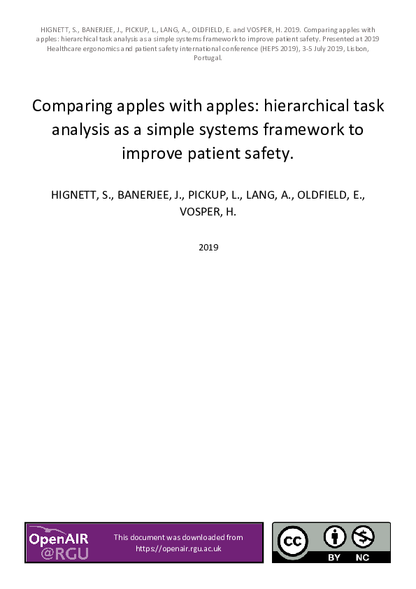 (PDF) Comparing apples with apples: Hierarchical task analysis as a simple systems framework to ...