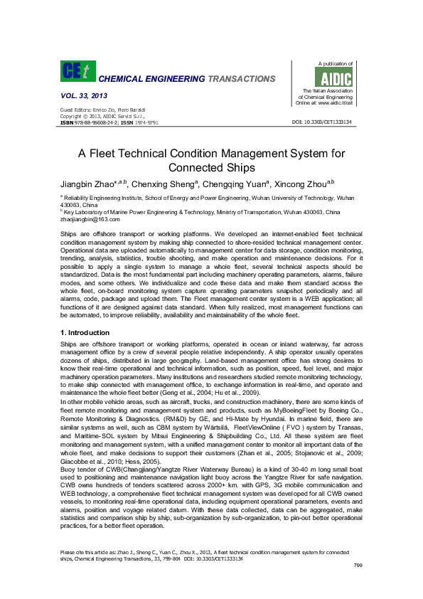 (PDF) A Fleet Technical Condition Management System for Connected Ships