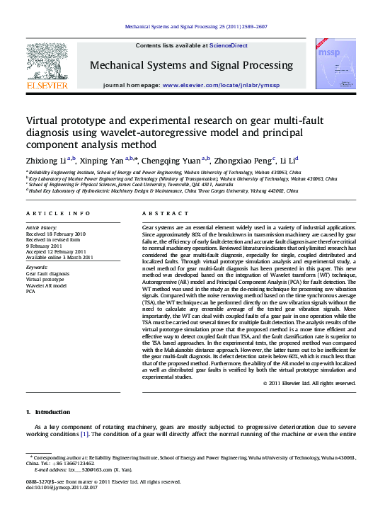 (PDF) Virtual prototype and experimental research on gear multi-fault diagnosis using wavelet ...