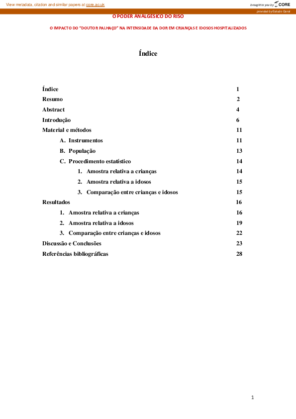 (PDF) O poder analgésico do riso | Alice Longras - Academia.edu