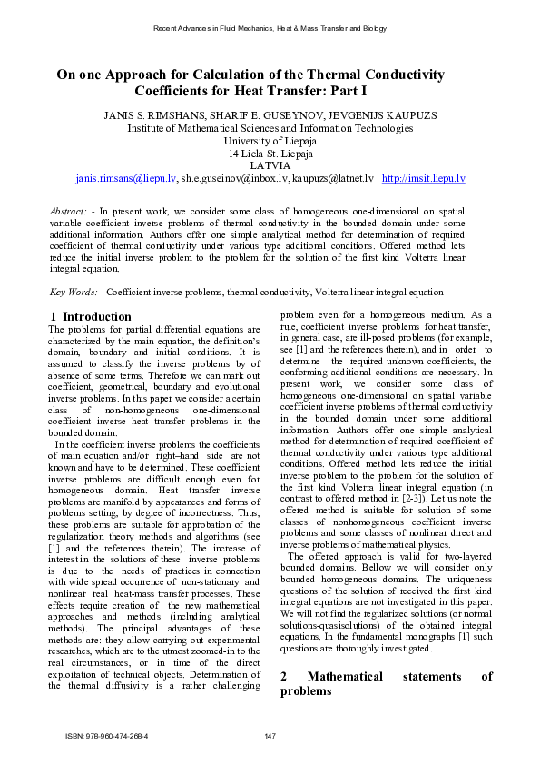 (PDF) On one approach for calculation of the thermal conductivity coefficients for heat transfer ...