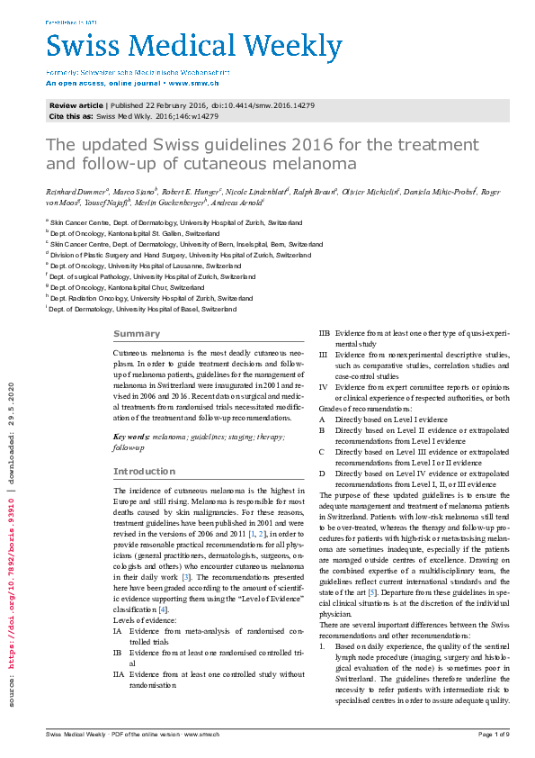 (PDF) Updated Swiss Guidelines for the Treatment and Follow-Up of ...